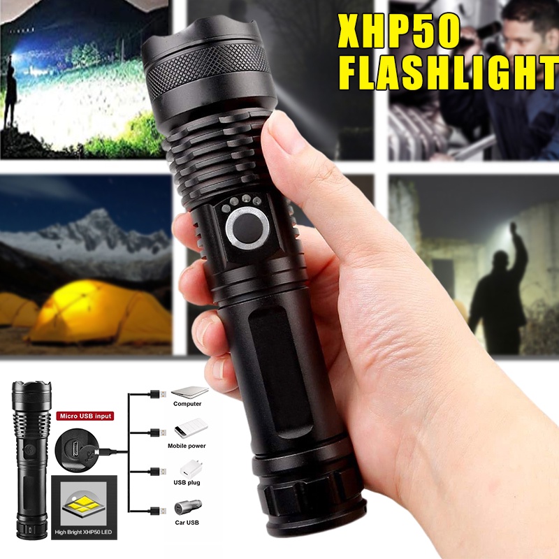 Multi-Mode Rechargeable Waterproof LED Torch Light XHP50 USB ...