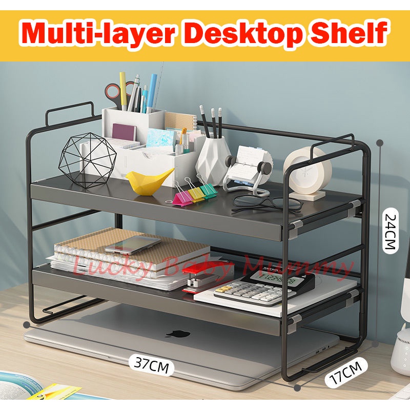 Office Desktop Small Shelf Table Multi-layer Iron Desk Finishing ...