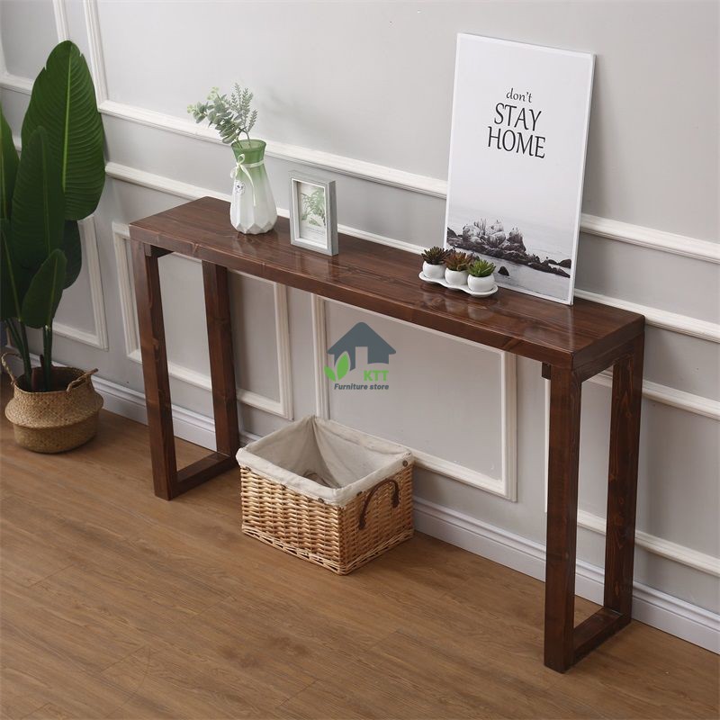 Bar Table Solid Wood Table Home Balcony Wall High Foot Narrow Table ...