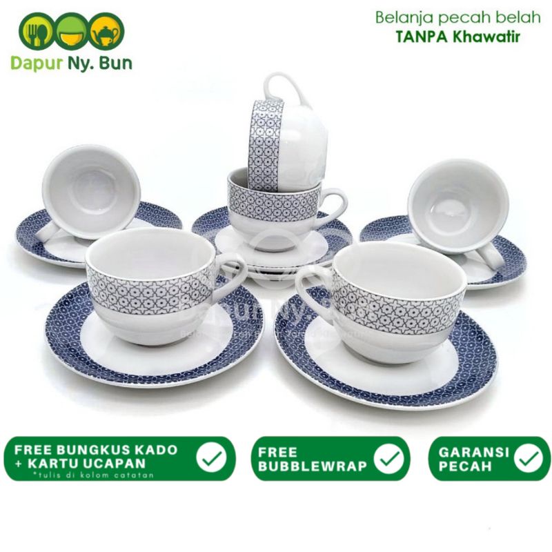6 pairs of Cups Set with Blue Star Motif - Coffee - Tea Cups | Shopee ...