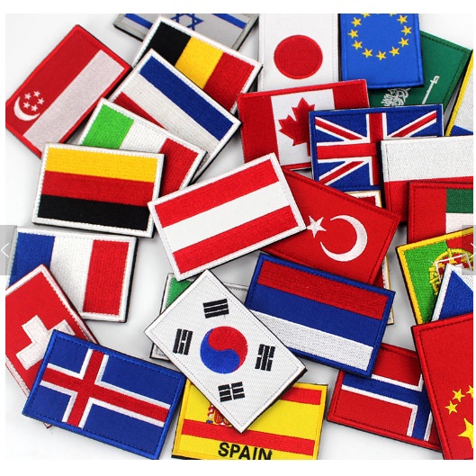 1PCS 8*5CM Different Country's Flag Patch Emblem Embroidery,Back With ...