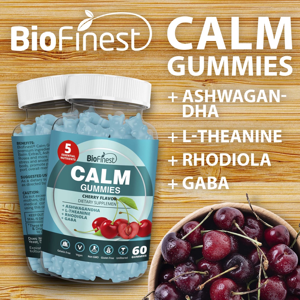 Biofinest Calm Gummy Supplement - L-Theanine Ashwagandha Relax Stress ...