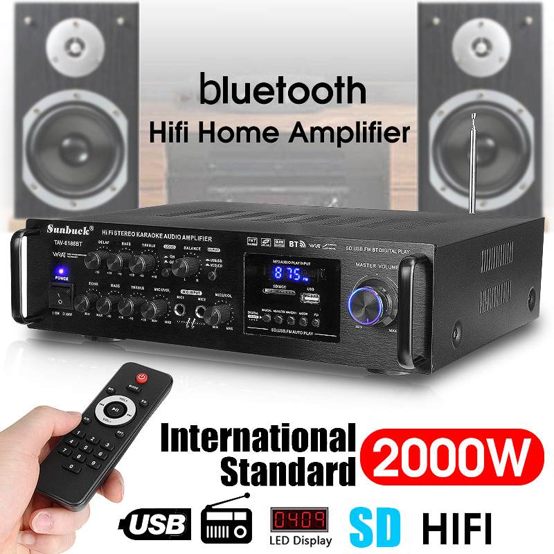2000W Wireless Digital Audio Amplifier 4ohm bluetooth Stereo Karaoke ...