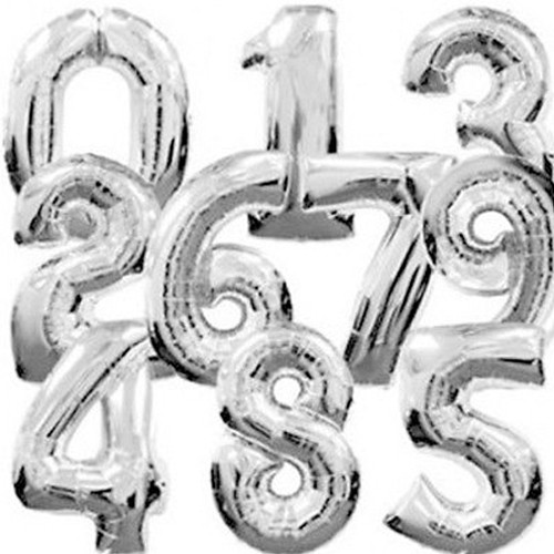 [SQ Seller] Giant 40" Silver Number Helium Foil Balloon 21st 50th ...