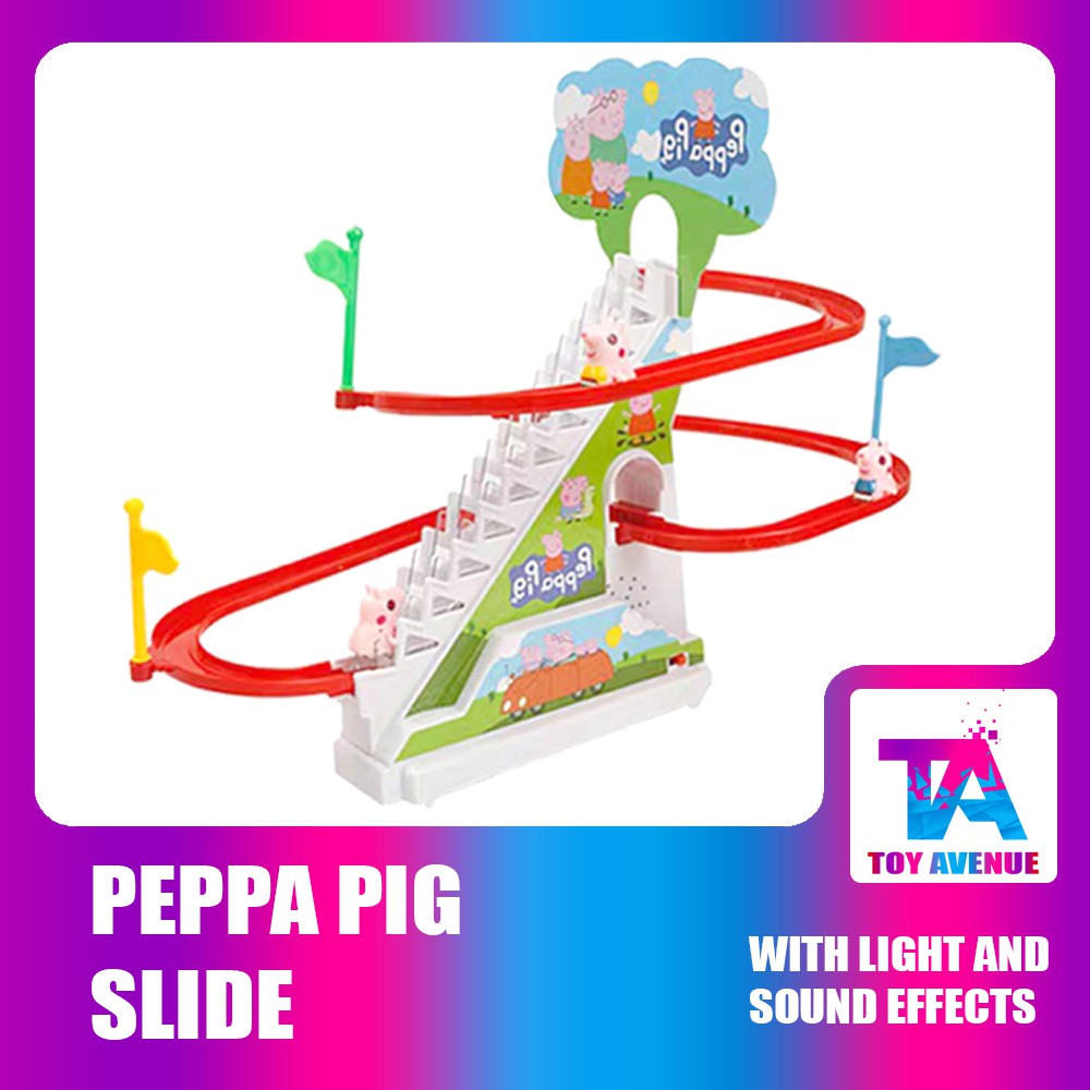 Peppa Pig Toy Musical Climbing stairs slide electric track set | Shopee ...