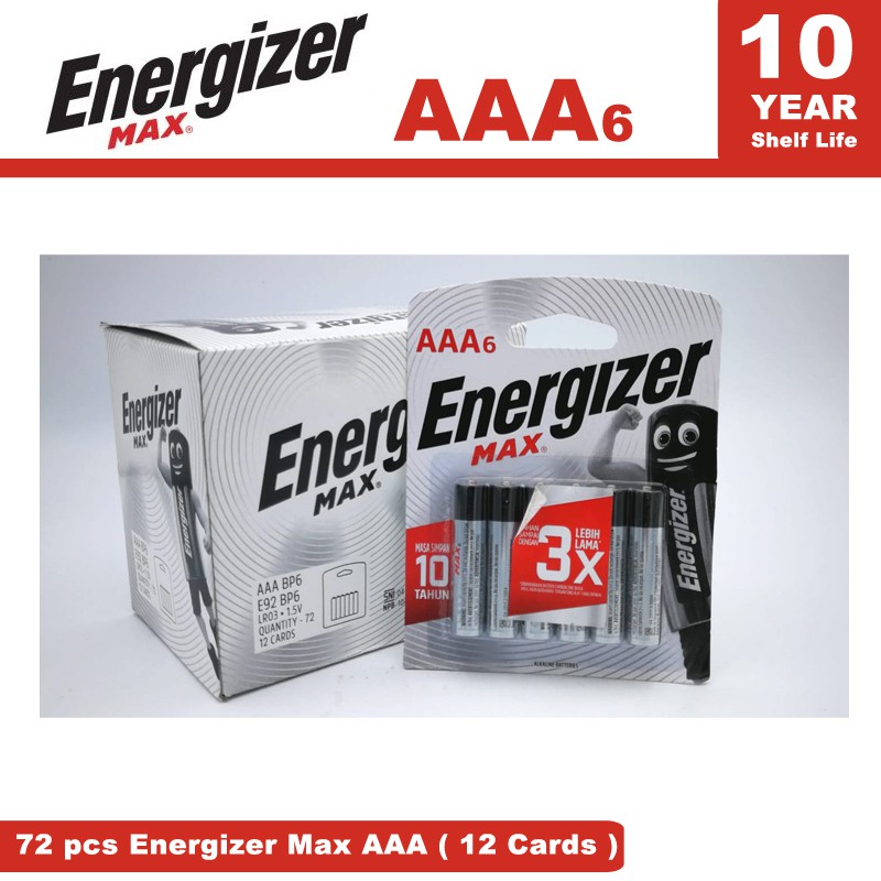 Energizer Max AAA (3A) Alkaline Battery - 1 Box (72pcs) | Shopee Singapore