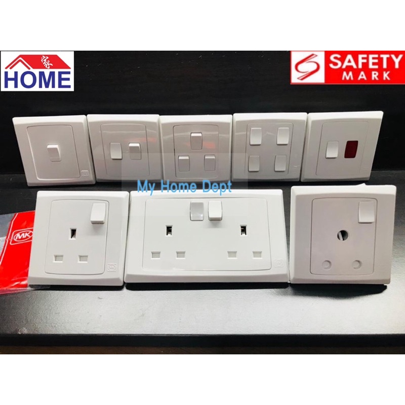 MK 1/2/3/4 Gang 1 Way /13A /20A light power on/off Switch/Socket ...