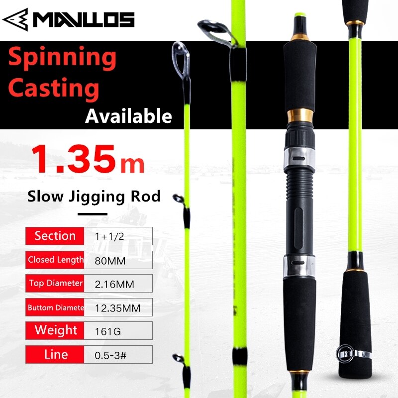 Mavllos Slow Jigging Fishing Rod 1.35m Casting Spinning Rod 20kg Drag L ...