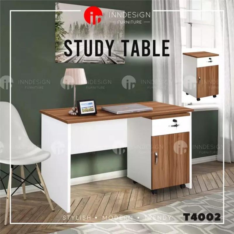 Salgo Study Table / Study Desk / Writing Table / Office Table / Pedestal - L120cm (Free ...