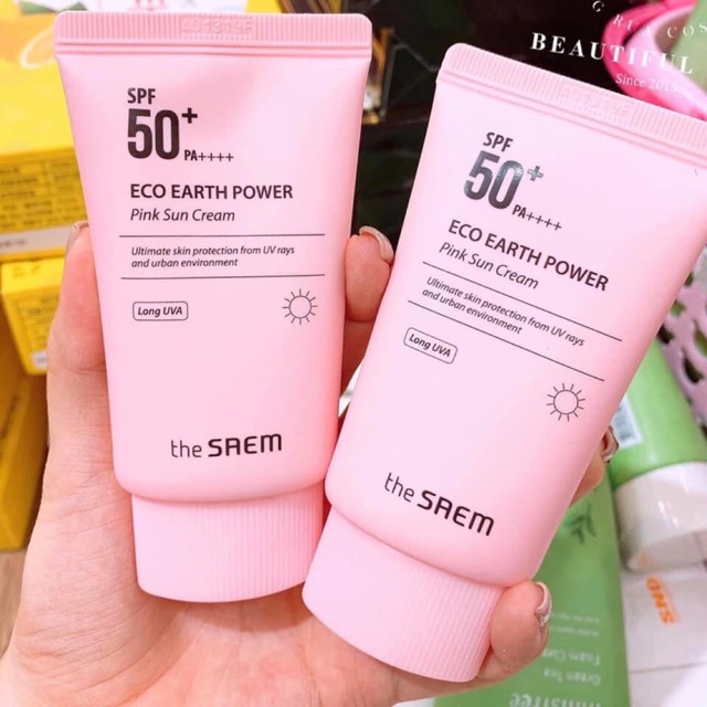 Sunscreen thesem eco earth power pink sun cream spf 50+ pa+++ | Shopee ...