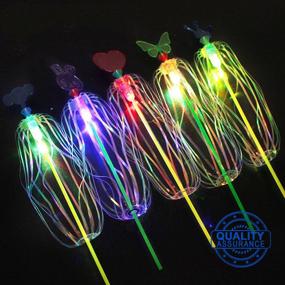 LED Rainbow Magic Stick Wand Spinning Ribbon Bubble Kids Toys Tricks ...