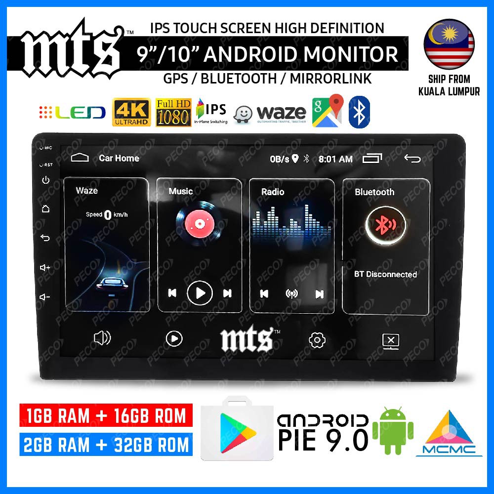 MTS Android Monitor - 9”/10” IPS Touch Screen High Definition Car ...