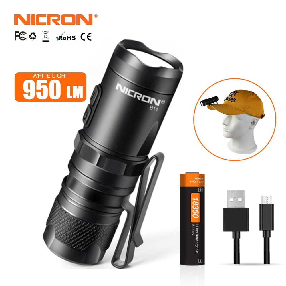 NICRON Flashlight B11 950lumen Mini Pocket LED Flashlight 6 Modes Torch ...