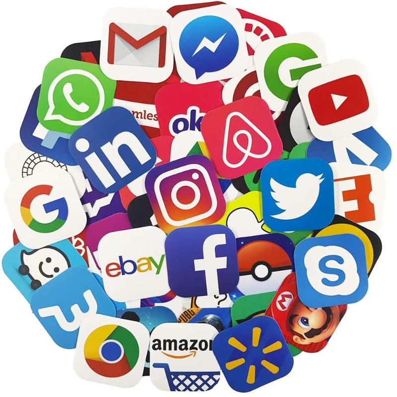 51pcs App Stickers for Tumbler Subject Notebook Laptop Waterproof Water ...