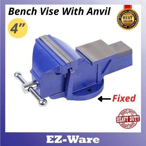 4 Inch Heavy Duty Bench Vise With Anvil (Fixed Base) | Shopee Singapore