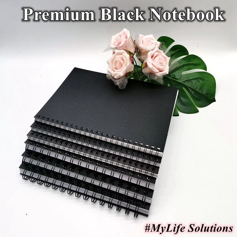 Premium Black Notebook Diary Book Journal Book Binder Notebook Buku ...