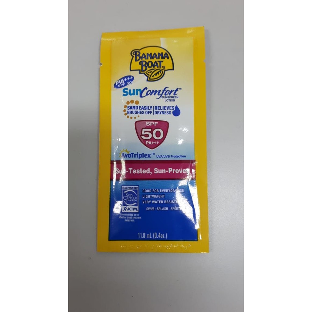 Banana Boat Sun Comfort SPF 50 Sun Protection Sachet 11.18ml | Shopee ...