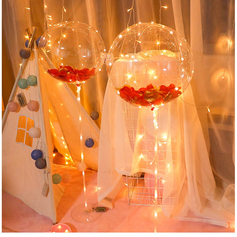 [SG Seller]Flower Petals/Feathers Fairylight LED Bubble Clear Balloon ...