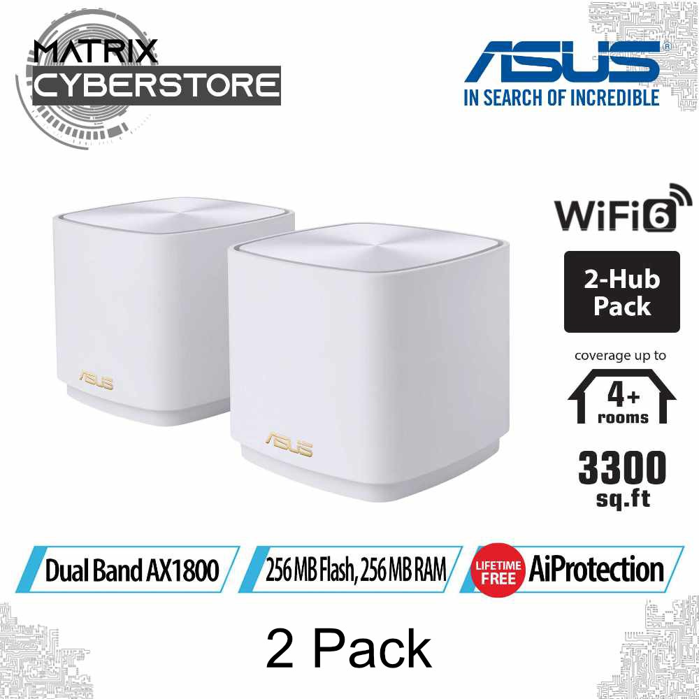 Asus ZenWiFi AX Mini (XD4) AX1800 WiFi6 Pack of 1, 2, 3 - AiMesh WiFi 6 ...