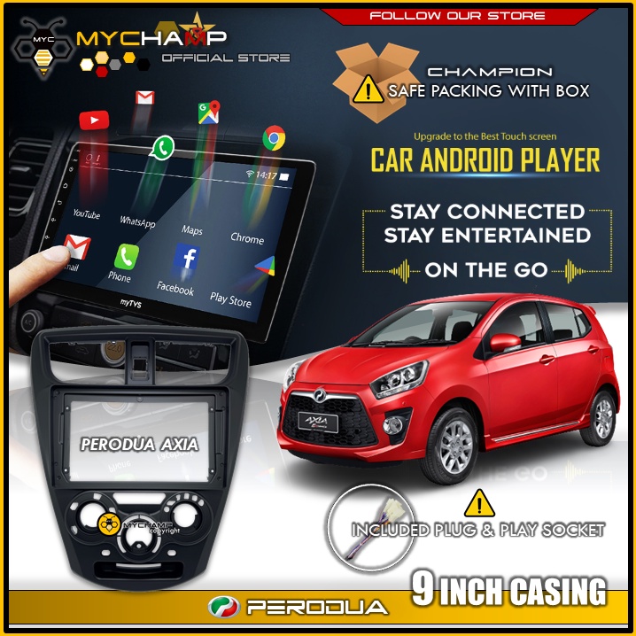 Perodua Axia 9 Inch Car Audio Big Screen Android Player Casing (With ...