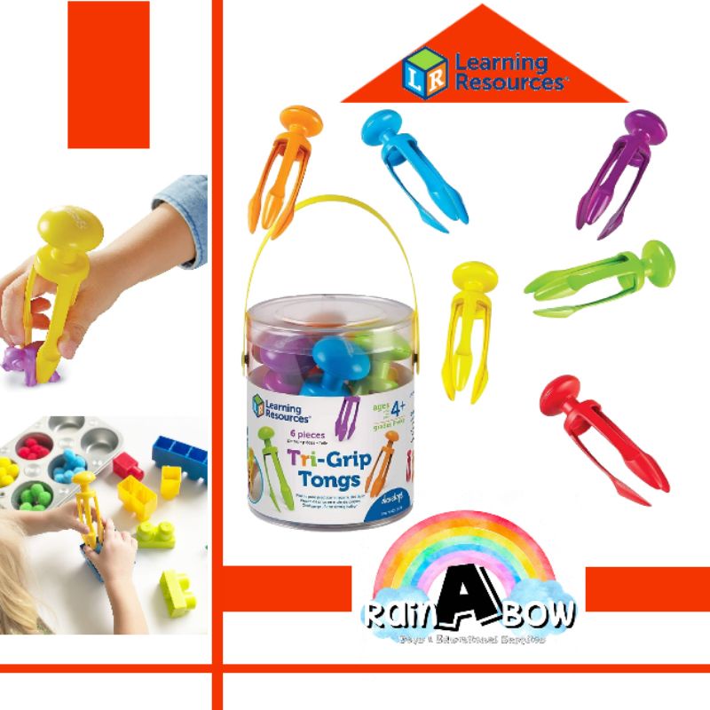 🛒 Learning Resources Tri-Grip Tongs Tweezers Rainbow Fine Motor Tong ...