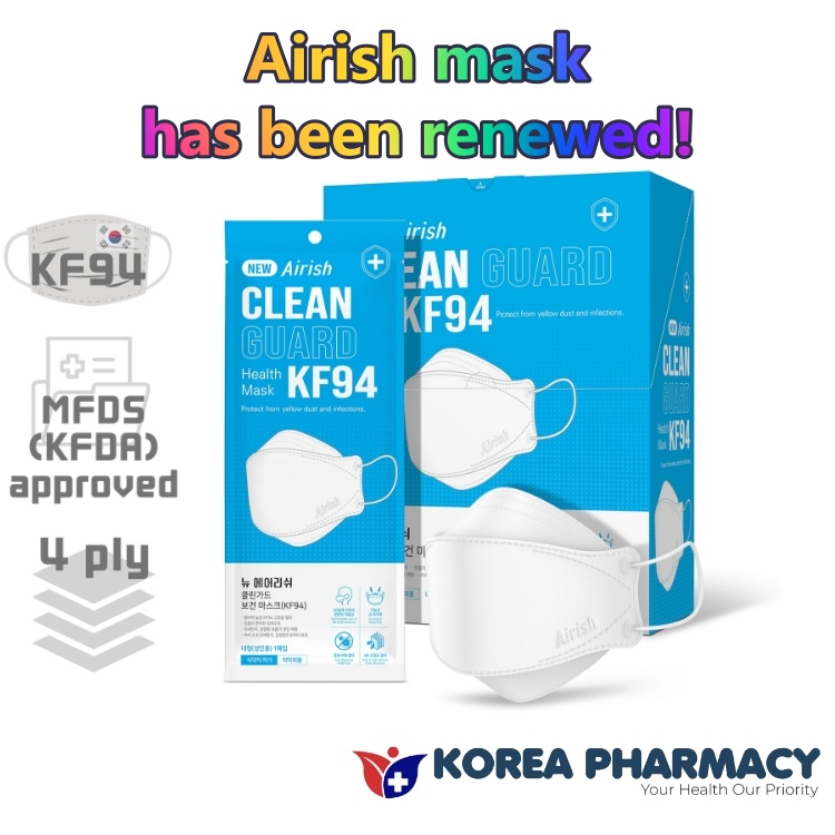 AIRISH Clean Guard KF94 1pc Health face Mask four thickened certified ...