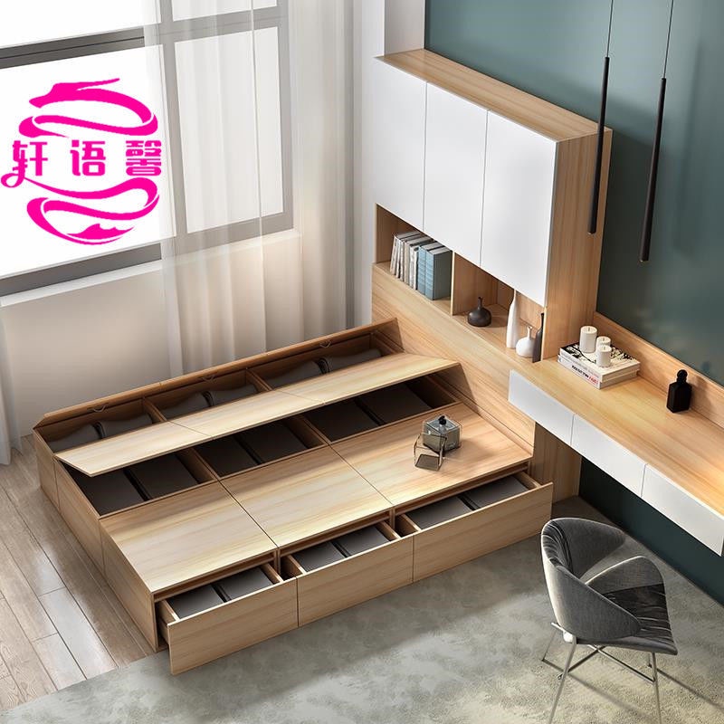 【Spot】Tatami Bed WardrobeNordic Bed with Mattress Bedroom Furniture ...