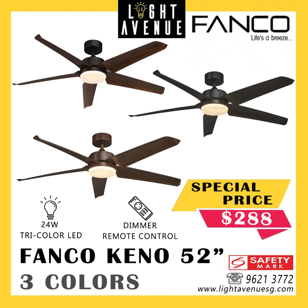 Fanco Keno DC Ceiling Fan with 21-Steps Dimmer LED Light & Remote ...