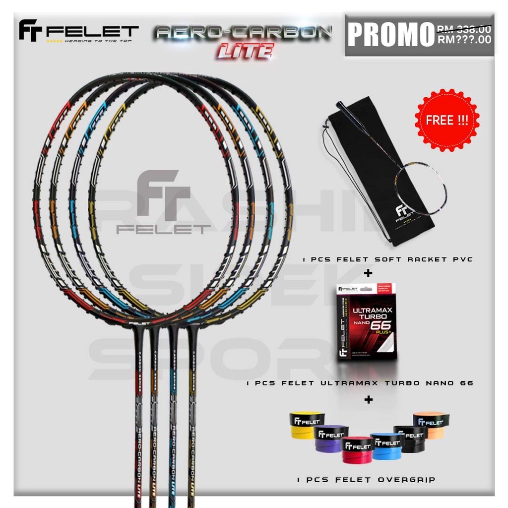 Felet Aero Carbon LITE 7u Package Set Racket Badminton Racket Raket ...