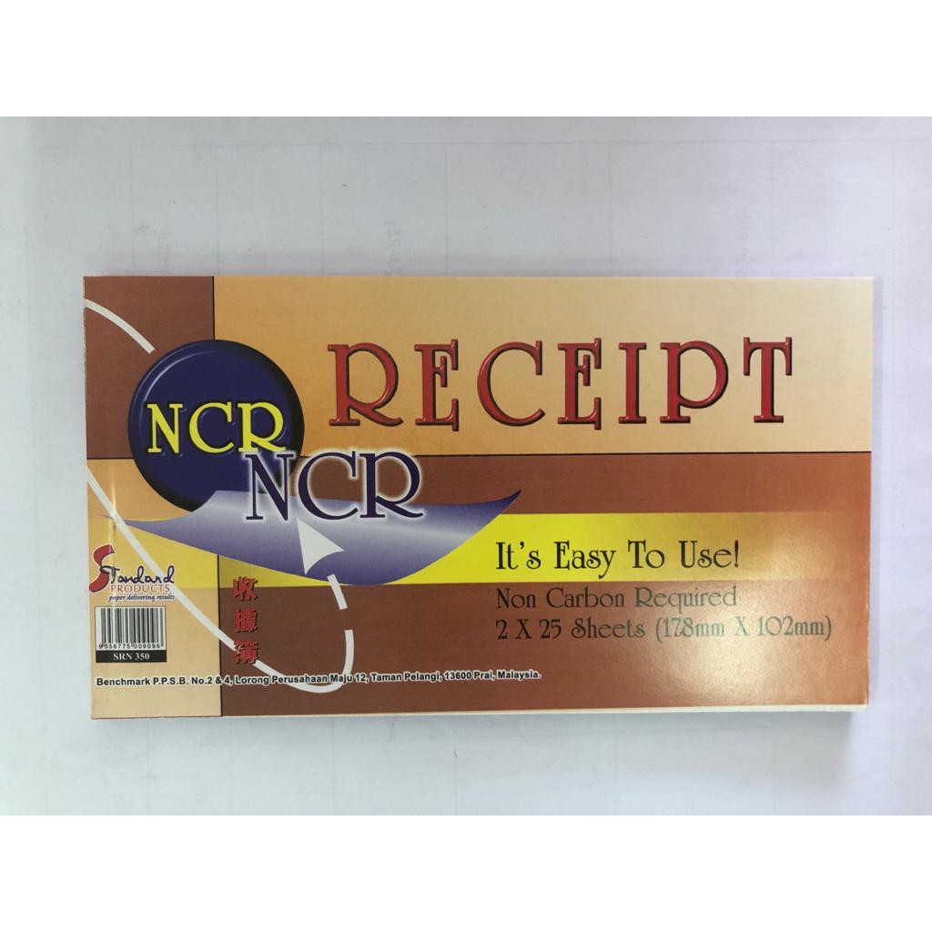 Standard Products NCR Carbonless Receipt Book without numbering ...