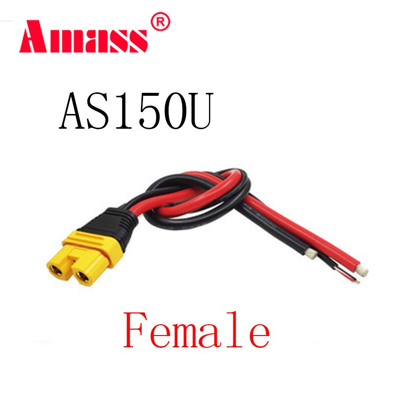 Amass AS150U 70A Copper Plated Male/Female Plug Connector Resistance Adapter Cable For RC Racing ...