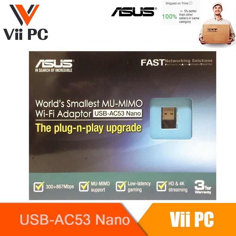 ASUS USB-AC53 Nano Dual-band USB Wi-Fi Adapter (READY STOCK) | Shopee ...