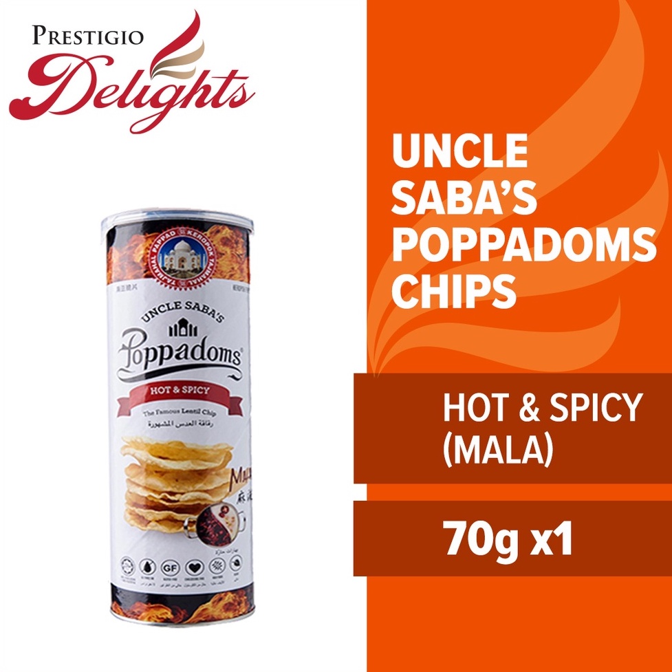 Uncle Saba's Poppadoms Hot and Spicy (Mala) Flavour 70g | Shopee Singapore