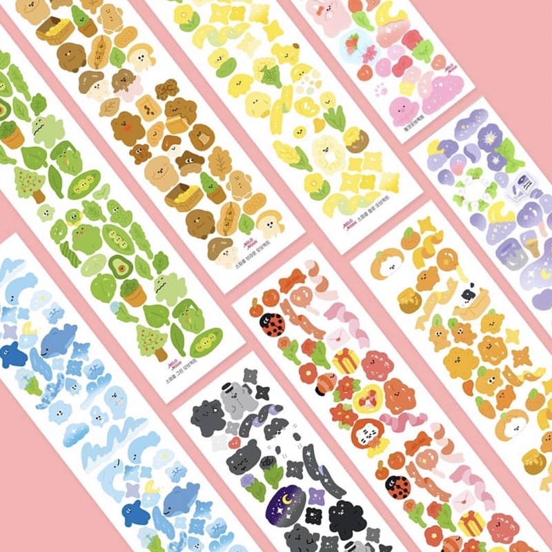 [Melo Moon] Cute Animals with Food Items Sparkle Matte Seal Object ...