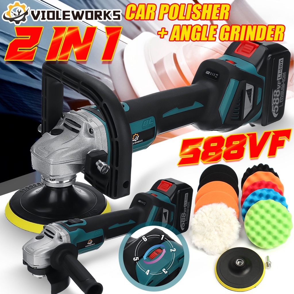 588VF 6 Speed Cordless Angle Grinder Car Polisher Brushless Electric ...
