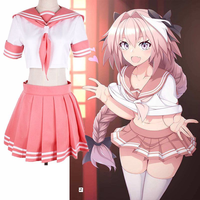 Japan Anime Fate FGO Apocrypha Astolfo Cosplay Costume Sexy Pink School ...