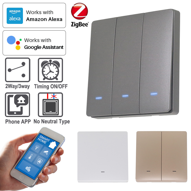 ZIGBEE Button Light Wall Switch 3-Color Blue LED 86*86mm TUYA Smart ...