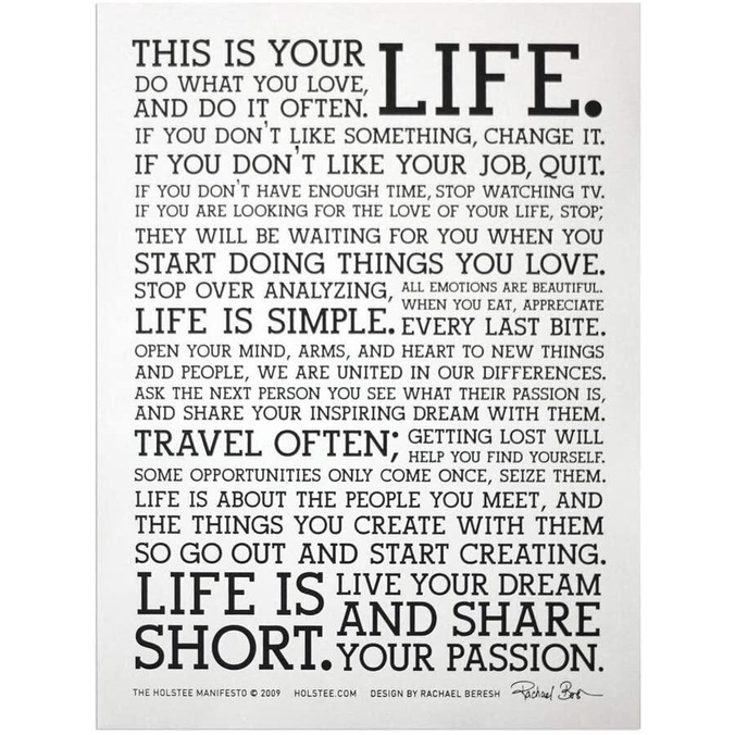 Manifesto Poster The Original This is Your Life Poster | Shopee Singapore