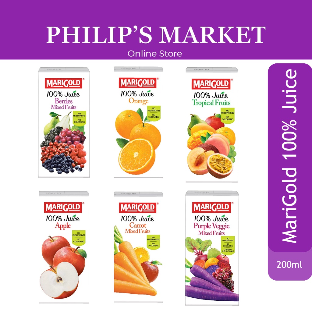 Marigold 100% Fruit Juice Series 200ml x 6 | Shopee Singapore