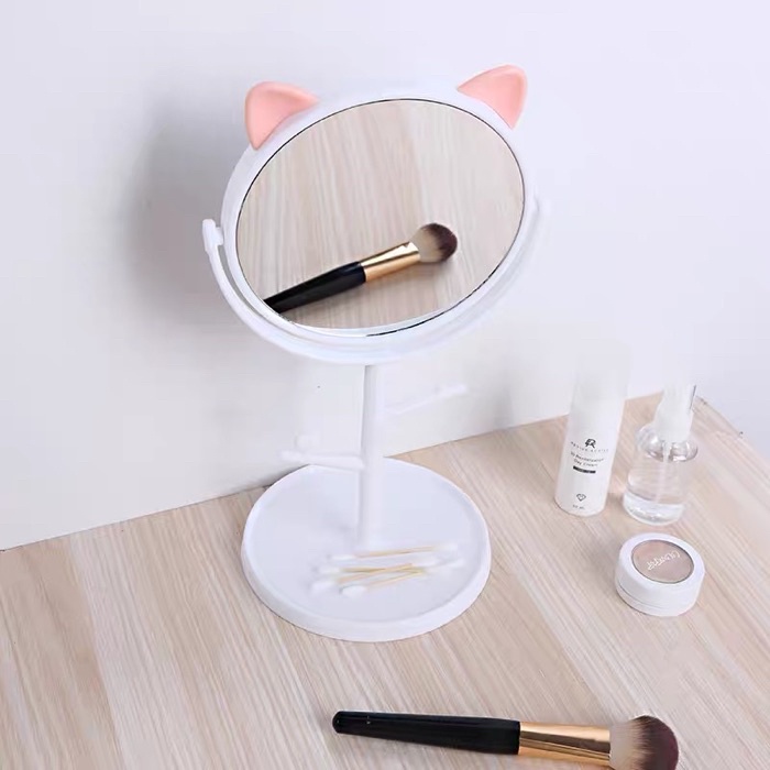 Cute Cat Ear Mirror Dekstop Multifunctional Stand Make Up Mirror ...