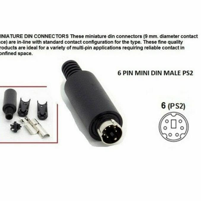 Zka01 Jack mini Din 6 pin Male CONNECTOR CONNECTOR PS2 mini Black Plug ...