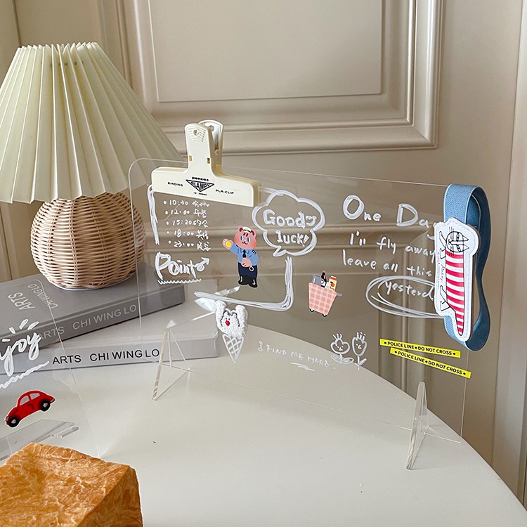 Ohaya丨3 in 1 Acrylic Desk Message Board for Sticky Note Transparent ...
