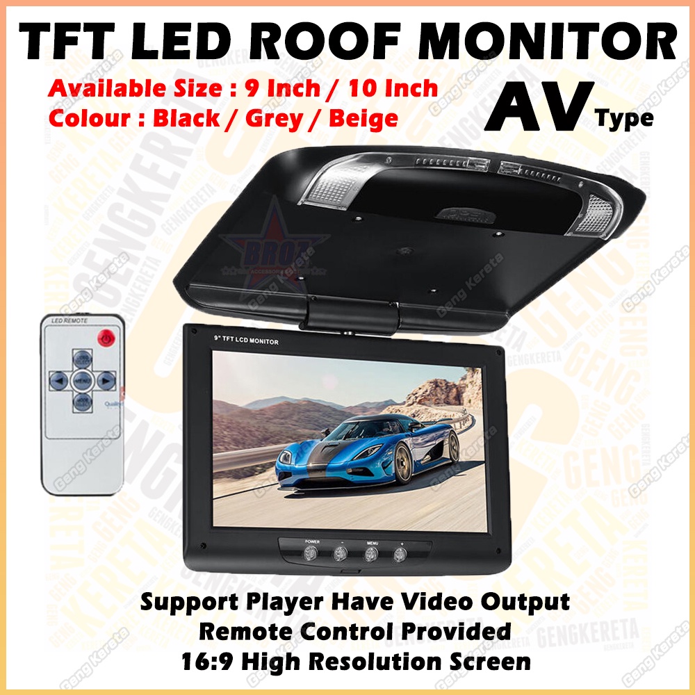 Ultra Slim AV Roof Monitor HD LCD Car Flip Down Roof Kereta Bumbung ...