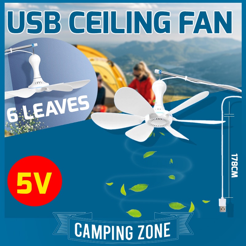 6 Blade 5V USB Ceiling Ceiling Fan Mini Fans Air Conditioner Cooler for ...