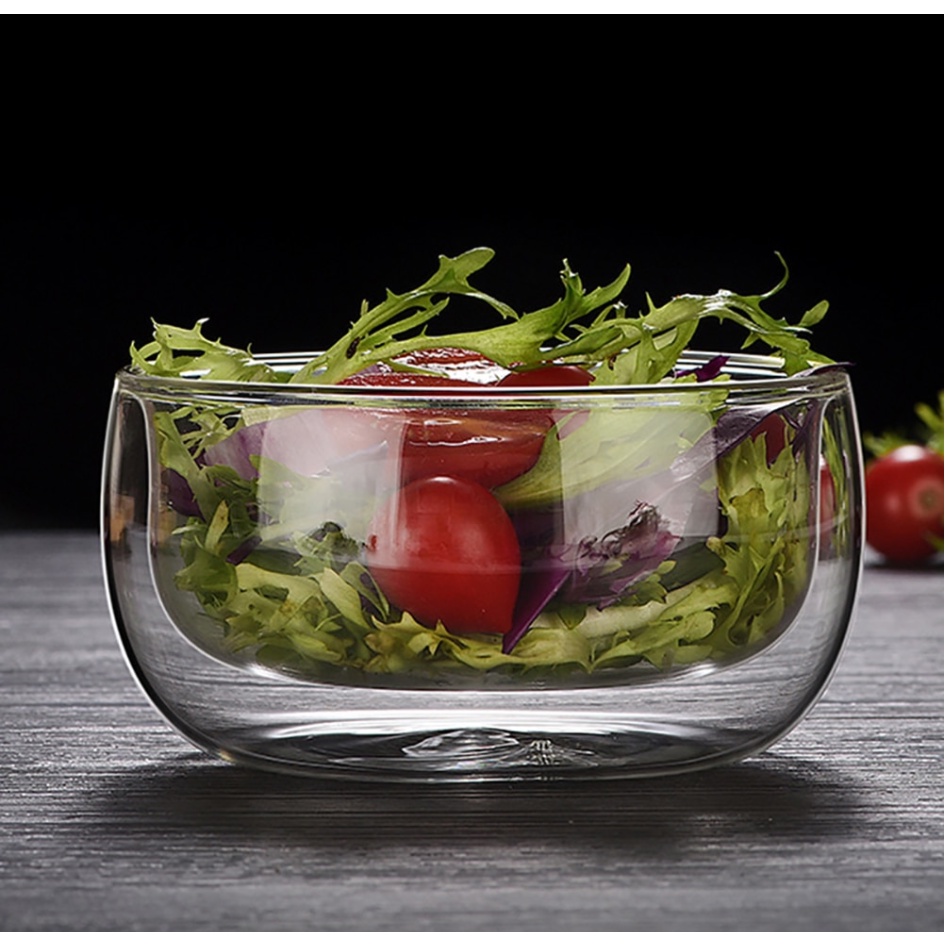 Double Layer Heat-resistant High Borosilicate Glass Bowl Salad Bowl ...