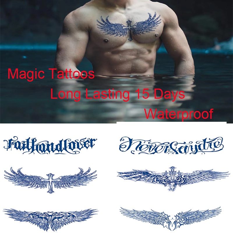 Large Magic Tattoo Stickers Blue Color Long Lasting 15 days Chest ...