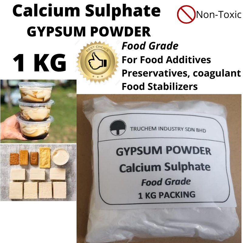 1 KG Gypsum Powder Calcium Sulphate / Sulfate Food Grade Additives ...