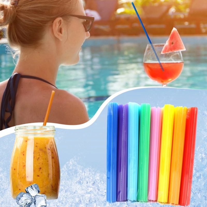 Rainbow Disposable Drinking Tube Straws / 100Pcs Wedding Party ...