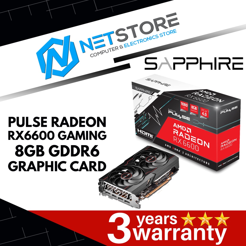 SAPPHIRE PULSE AMD RADEON RX6600 8GB GAMING GDDR6 GRAPHIC CARD - SAP ...
