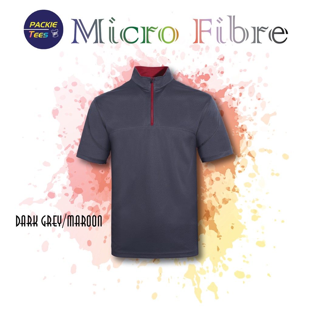DARK GREY/MAROON QD1824 100% MICROFIBER DRI FIT QUICK DRY JERSEY COLLAR ...